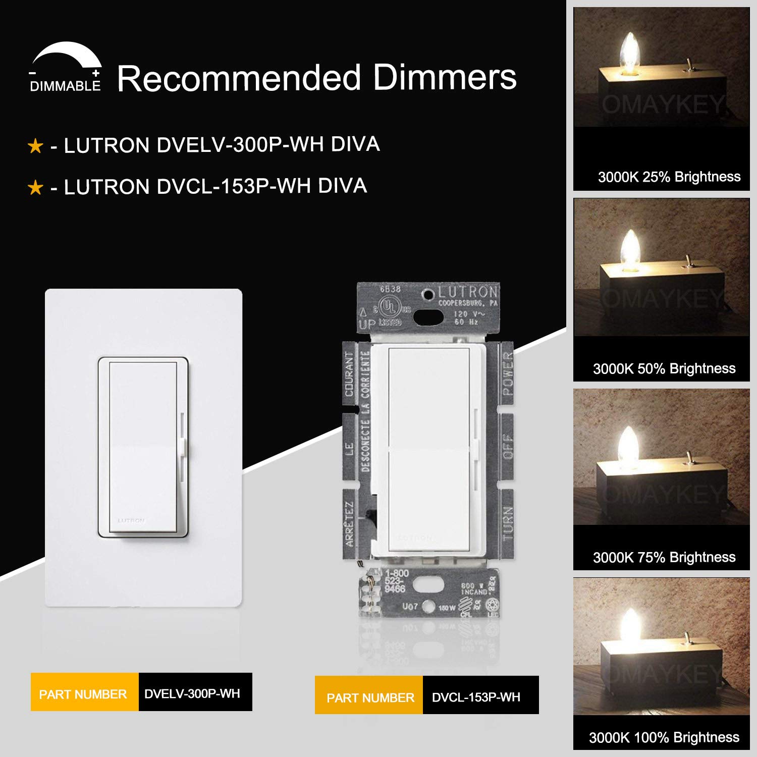 OMAYKEY 8W Lengthened LED Candelabra Bulb 3000K Soft White, 80W Equivalent 800LM Dimmable, E12 Base Vintage Edison B11 Lengthened Candle Clear Glass LED Chandelier Light Bulbs, Pack of 4
