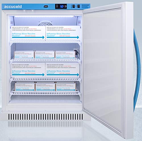 Summit Appliance ARS6PV Pharma-Vac Performance Series 6 Cu.Ft. Freestanding ADA Height Vaccine All-refrigerator with Auto Defrost, Factory-installed Lock, Digital Thermostat and White Cabinet