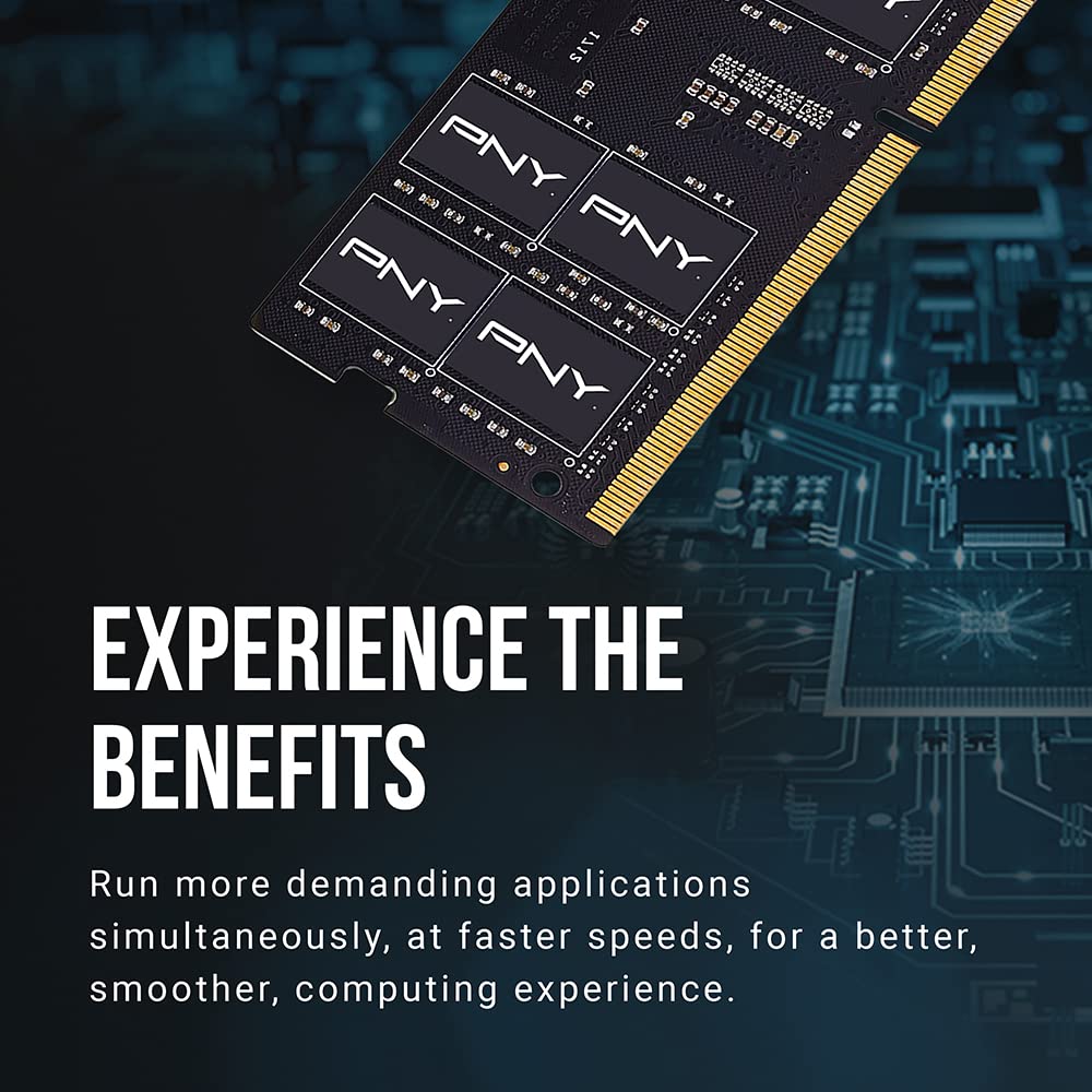 PNY Performance 32GB (2x16GB) DDR4 DRAM 3200MHz (PC4-25600) CL22 (Compatible with 2933MHz, 2666MHz, 2400MHz or 2133MHz) 1.2V Notebook/Laptop (SODIMM) Computer Memory Kit – MN32GK2D43200-TB