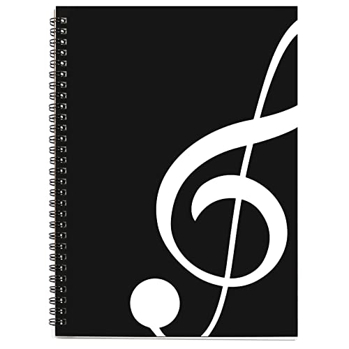 MAXCURY Music Notebook, Blank Sheet Music Notebook, Cardboark Spiral Notebook Manuscript Paper, Composition Staff Paper for Kids, Musician, Students, Piano-Keyboard-Music-Notebook 100 Pages 26x19cm