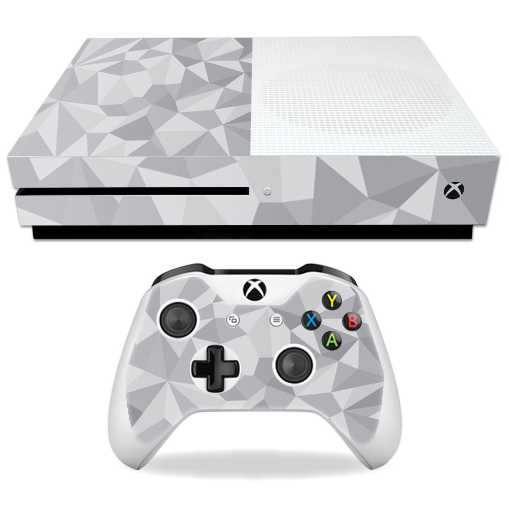 MightySkins Skin Compatible with Microsoft Xbox One S - Gray Polygon | Protective, Durable, and Unique Vinyl Decal wrap Cover | Easy to Apply, Remove, and Change Styles | Made in The USA