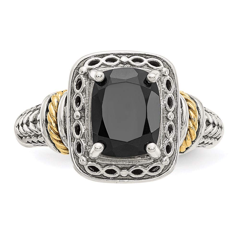 Shey Couture Sterling Silver with 14K Accent Antiqued Black Onyx Ring QQTC1130-7
