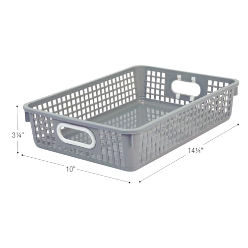 Really Good Stuff Plastic Desktop Paper Storage Baskets for Classroom or Home Use – Mesh Bins, 14.25” x 10” – (Set of 4), School Organization Supplies