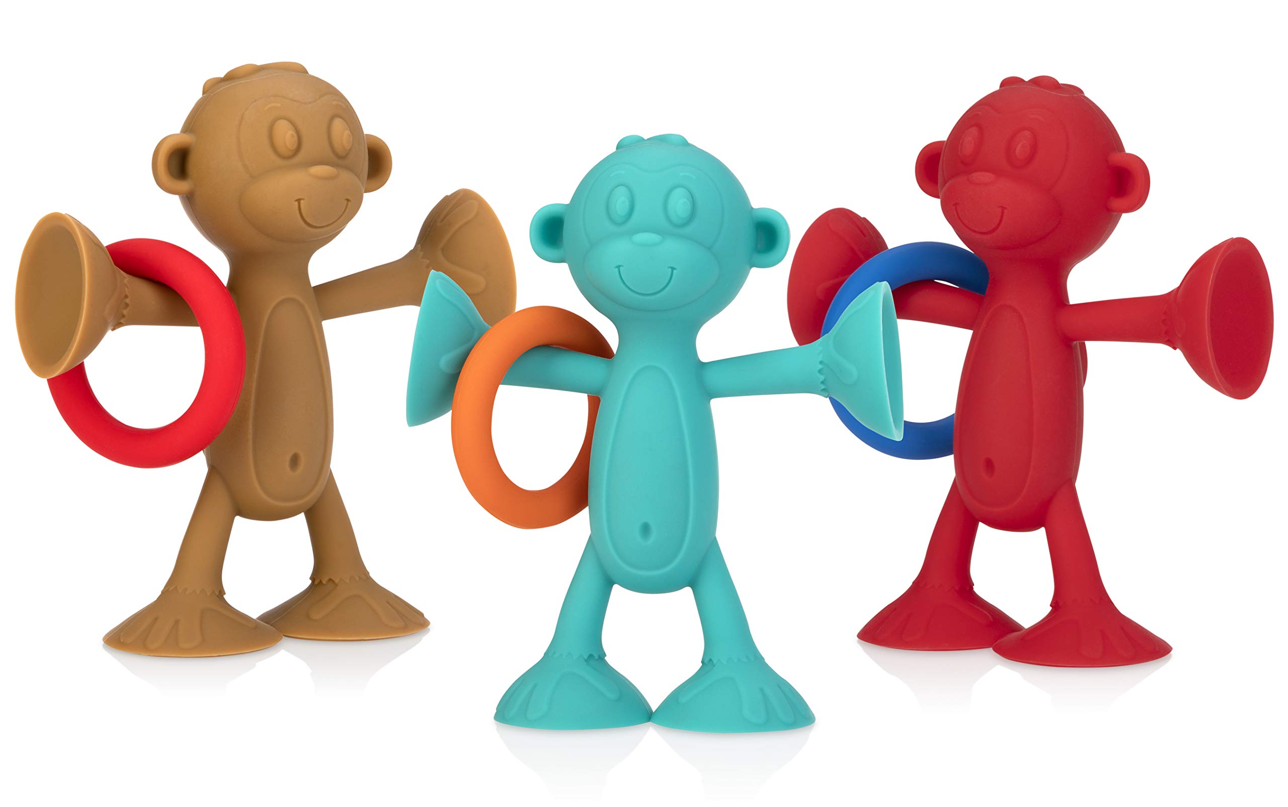 Nuby Silly Monkey Interactive Suction Toy with Silicone Ring, Aqua