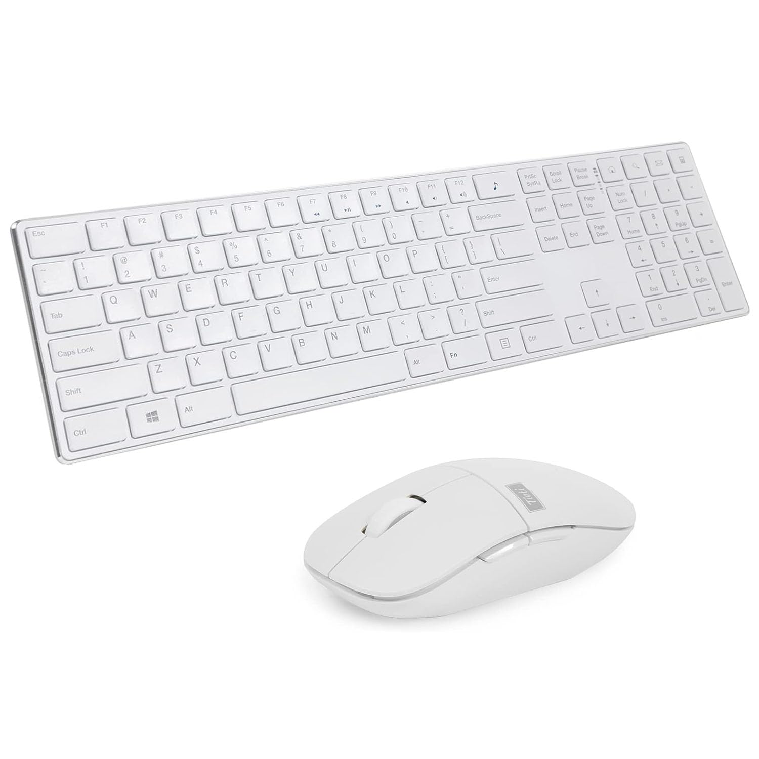 Wireless Keyboard and Mouse Combo, KM01R 2.4G Wireless Rechargeable Keyboard, 4 DPI Adjustable Cordless USB Keyboard and Mouse Set for Computer,Laptop,Windows,Mac (White)