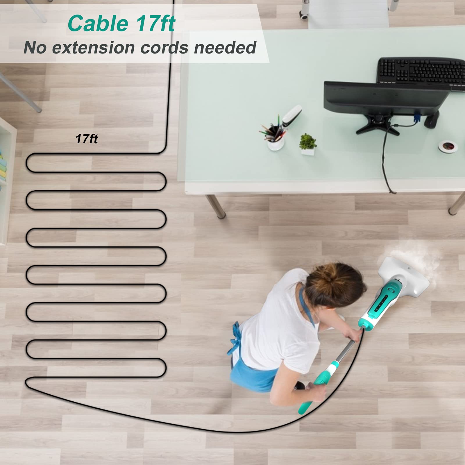 Steam Mop, Steamer for Cleaning Hardwood Floor Cleaner for Tile Grout Laminate Ceramic, Lightweight Steam Mops Machine with 3 Steam Levels
