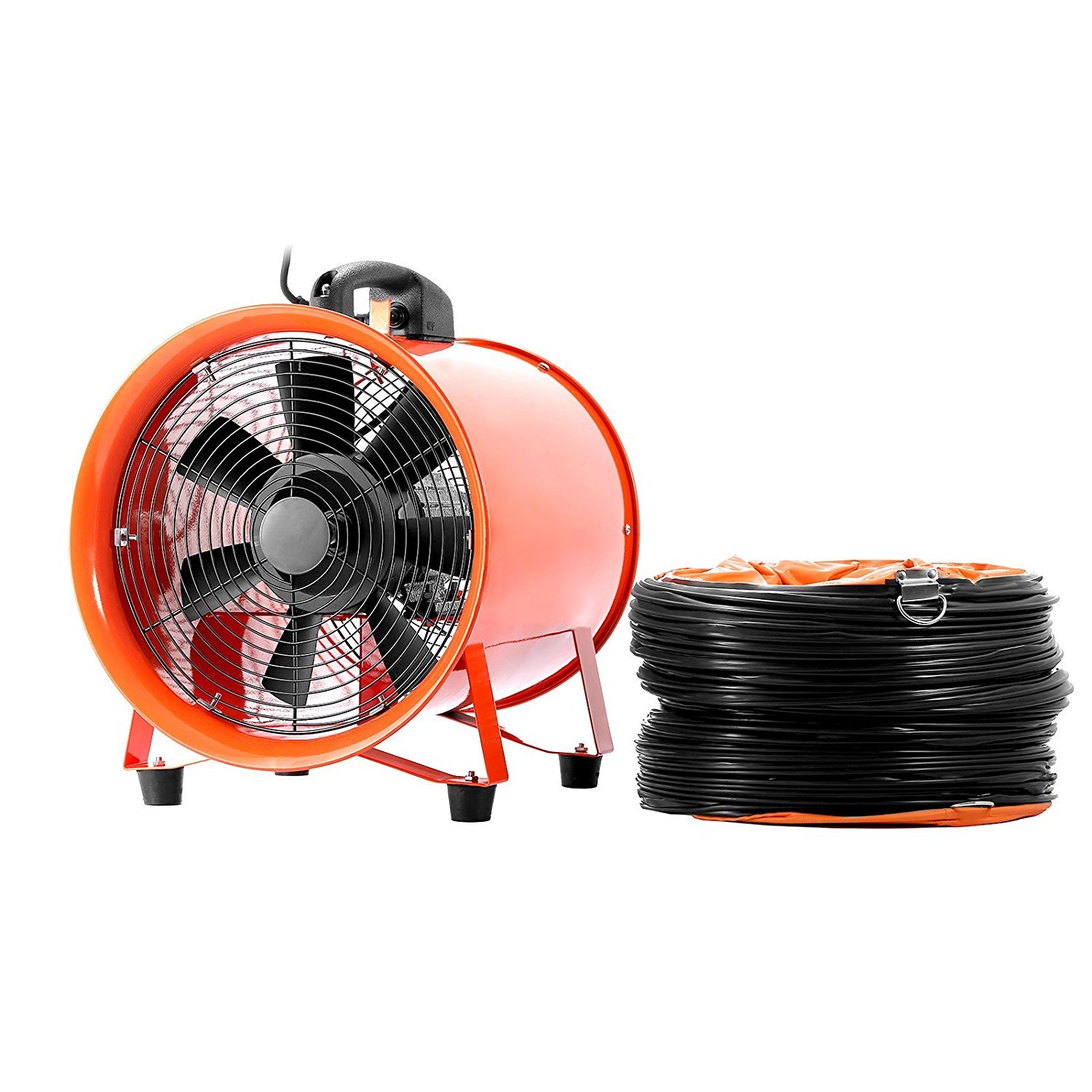 OrangeA Utility Blower Fan 8 inch Portable Ventilator High Velocity Utility Blower Mighty Mini Low Noise with 5M Duct Hose (8 inch Fan with 5M Hose)
