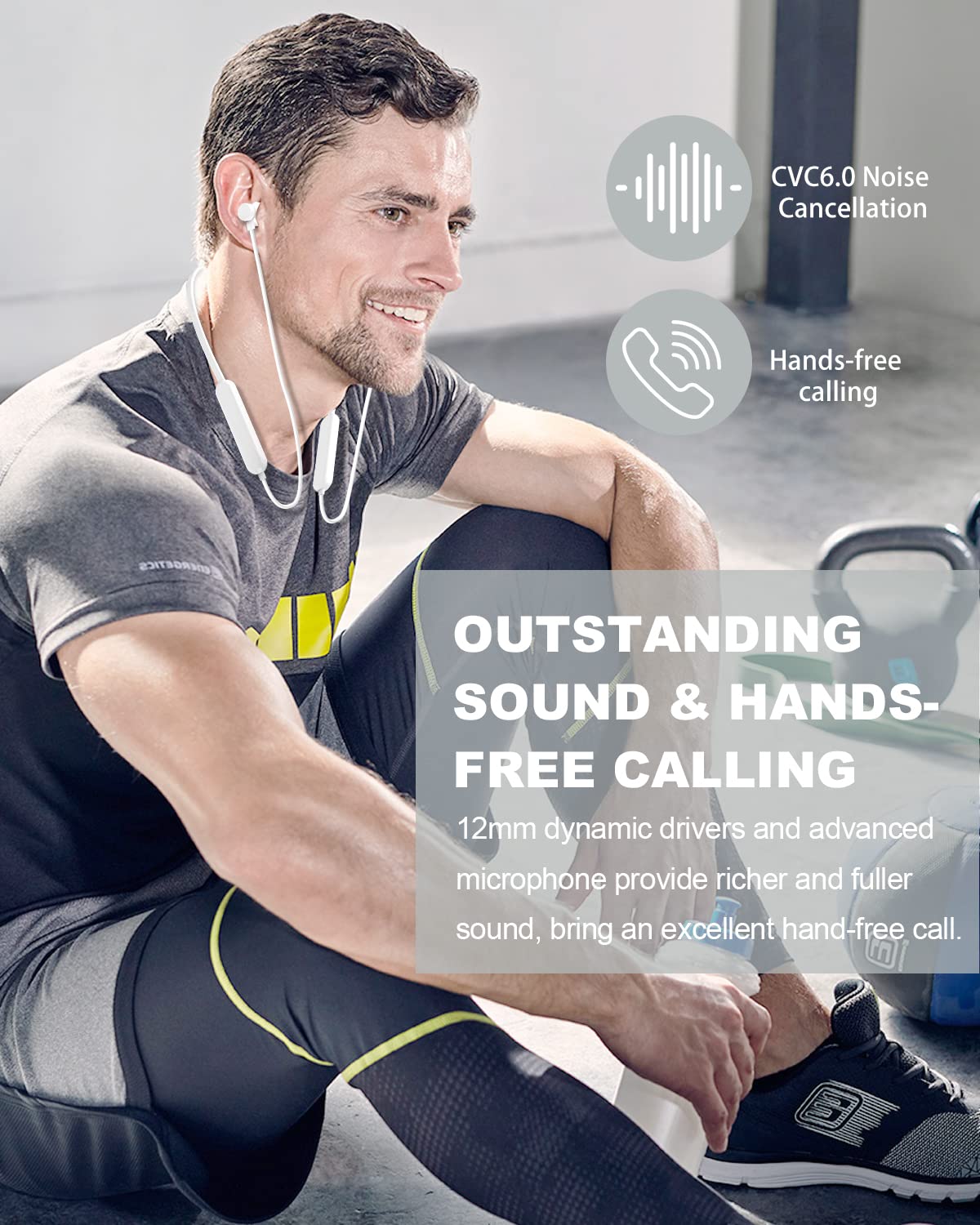 MUBIAO Bluetooth Headphones Neckband 20Hrs Playtime V5.0 Wireless Headset Sport Noise Cancelling Earbuds w/Mic for Gym Running Compatible with iPhone Samsung Android