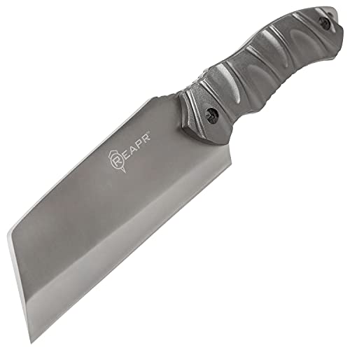 Reapr 11012 JAMR Knife with Sheath, 11-Inch Overall Length, Cleaver Knife, Tactical Fixed Blade Knife with Tanto Blade, Drop Point Knife, Stainless Steel Knife, Silver