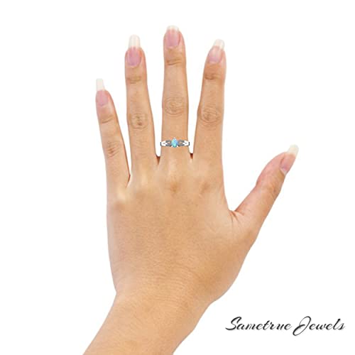 Sametrue Jewels 14K Solid Gold Opal Ring, October Birthstone Ring, Dainty Minimalist Stackable Ring, Pear Cut Natural Gemstone, Best Handmade (sterling-silver, 3)