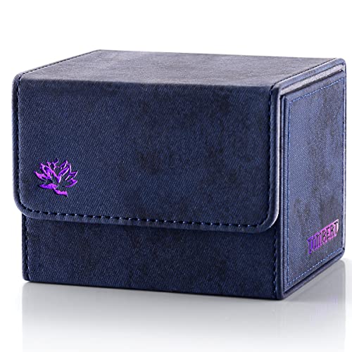 tombert 150+ Premium Deck Box for MTG, PTCG, Large Capacity with 2 Dividers, Fits 150+ Sleeved Cards TCG Trading Card Games (Horizontal- Lotus)