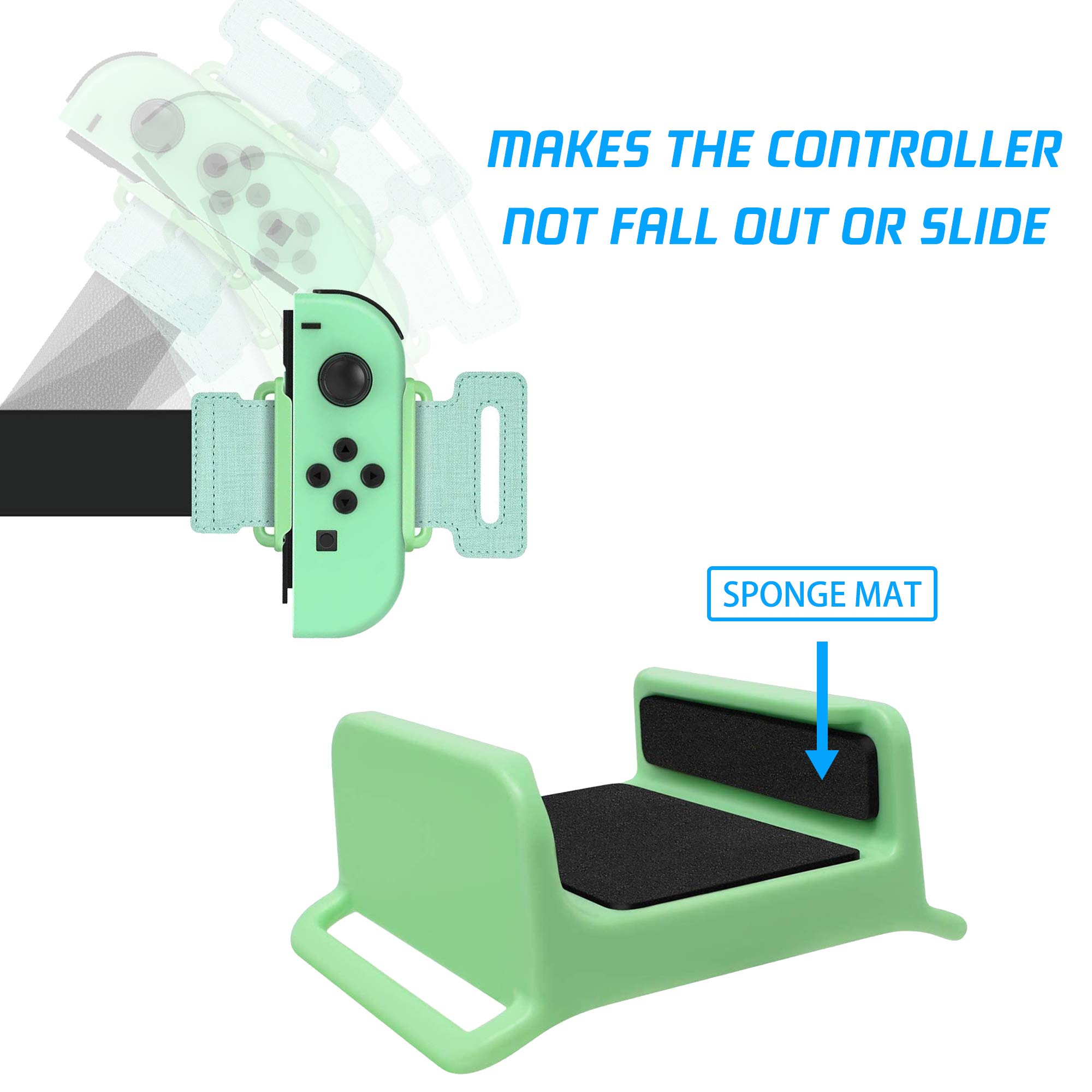 RHOTALL Wrist Bands - Dance Bands for Just Dance 2023/2022/2021/2020 and for Zumba Switch Game, Adjustable Elastic Strap for Joycon Controller, Fit for Adults and Children (Green&Blue)