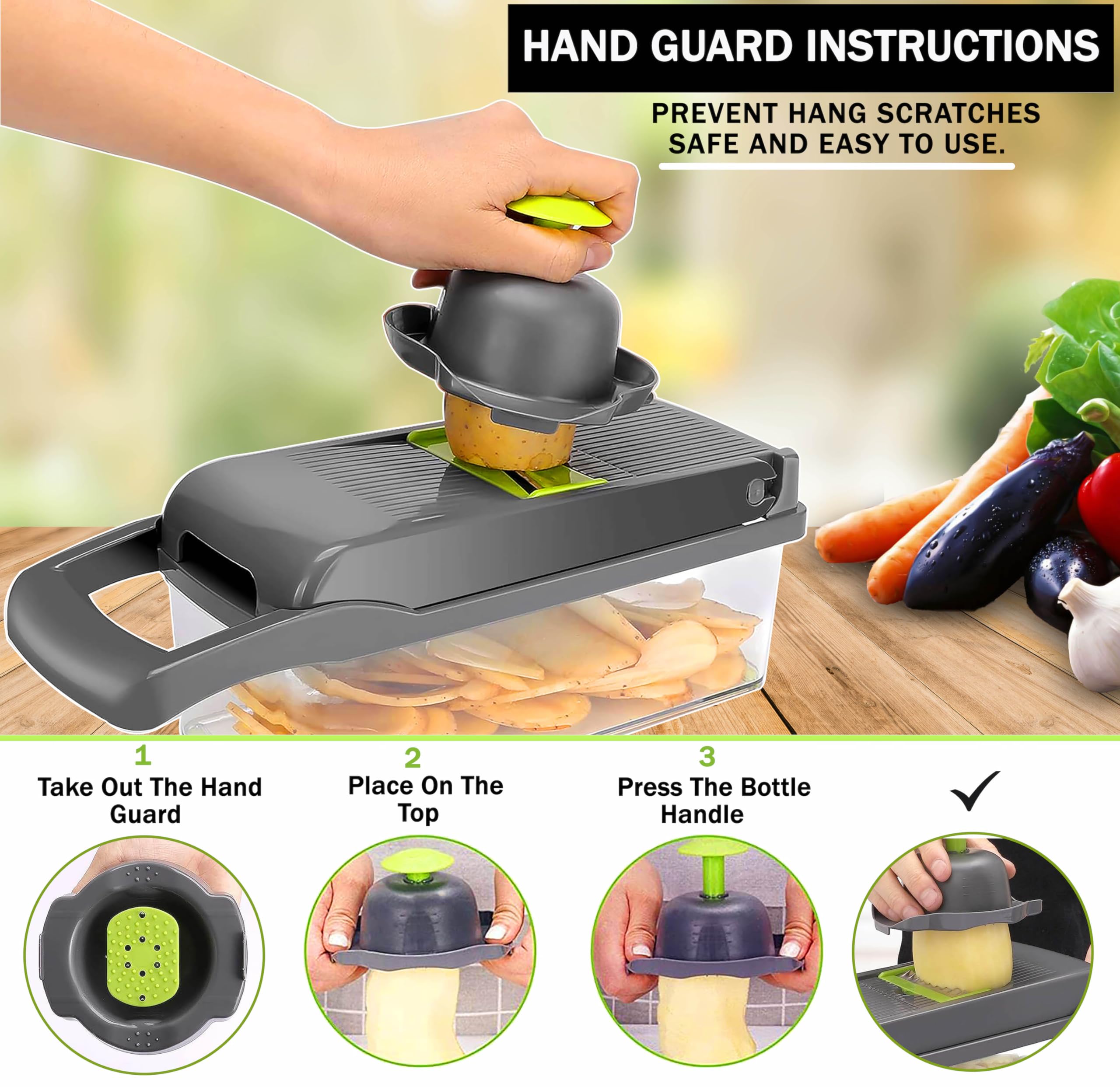 Vegetable Chopper | Pro Onion Chopper, RKINC Multifunctional 14 in 1 Food Chopper, Kitchen Vegetable Slicer Dicer Cutter, Peeler Veggie Chopper With 8 Blades, Carrot and Garlic Chopper With Container
