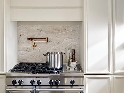 Moen Brushed Gold Traditional Double Jointed Wall Mount Swing Arm Folding Pot Filler Kitchen Faucet, S664BG