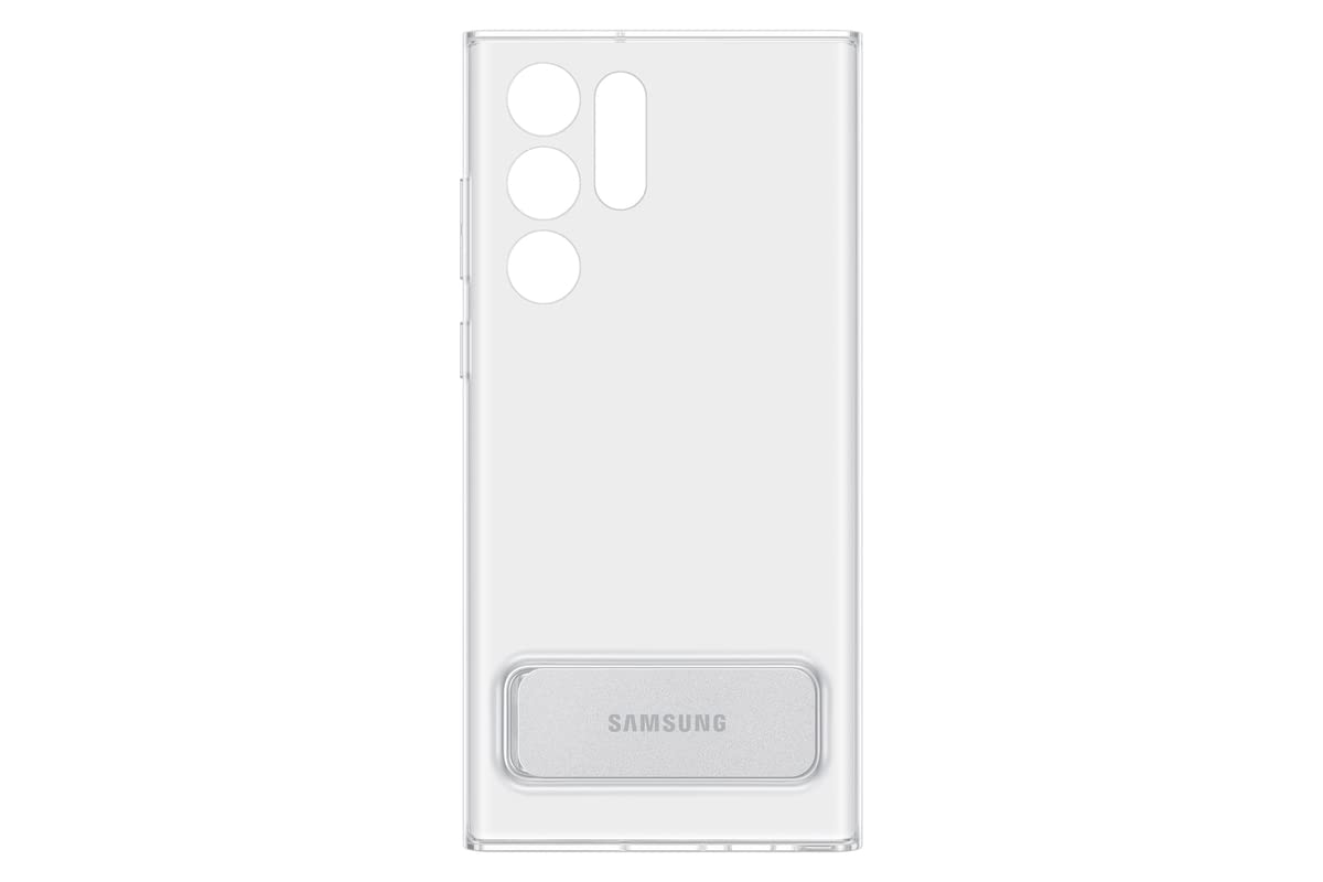 Samsung Electronics Galaxy S22 Ultra Clear Standing Cover, Protective Phone Case, Corner TPU Bumpers, PC Back Protection, Adjustable Viewing Angle, US Version, Transparent, (EF-JS908CTEGUS)