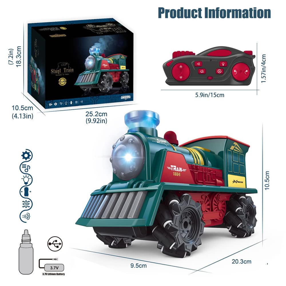 Train Toys for 3 Year olds YF-TOW Toy Train Electric Train with Smoke, Lights & Sounds,Rechargeable Battery,Birthday Gifts for 3 4 5 Year Old Boys (Red)