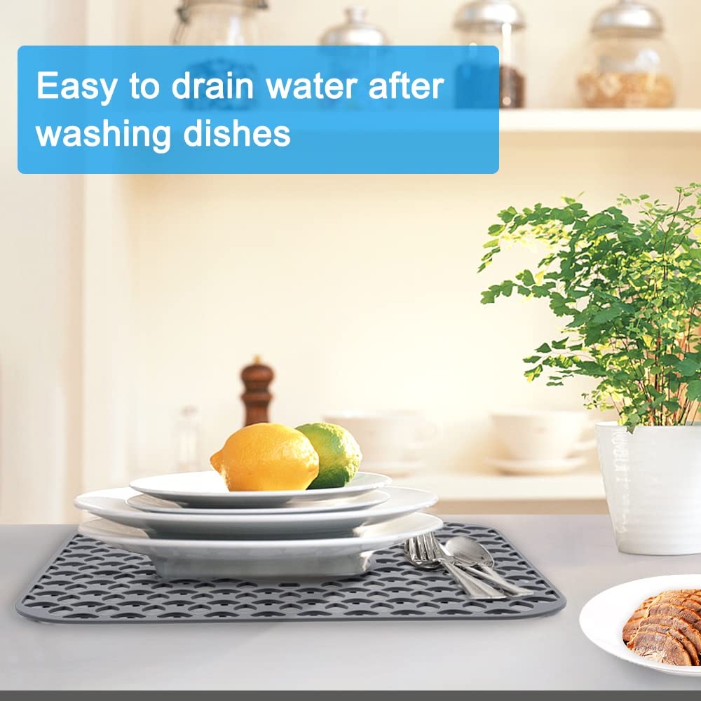 LucyPhy Silicone Sink Mat for Kitchen Sink Good Grips Non-slip Sink Protector Sink Mat Grid for Bottom of Farmhouse Sink(Flower Pattern,Centre hole,1PCS)