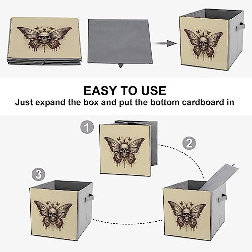 Psychedelic Death's Head Hawk Moth Storage Cubes with Handles Foldable Fabric Bins Organizing Baskets for Shelves Closet
