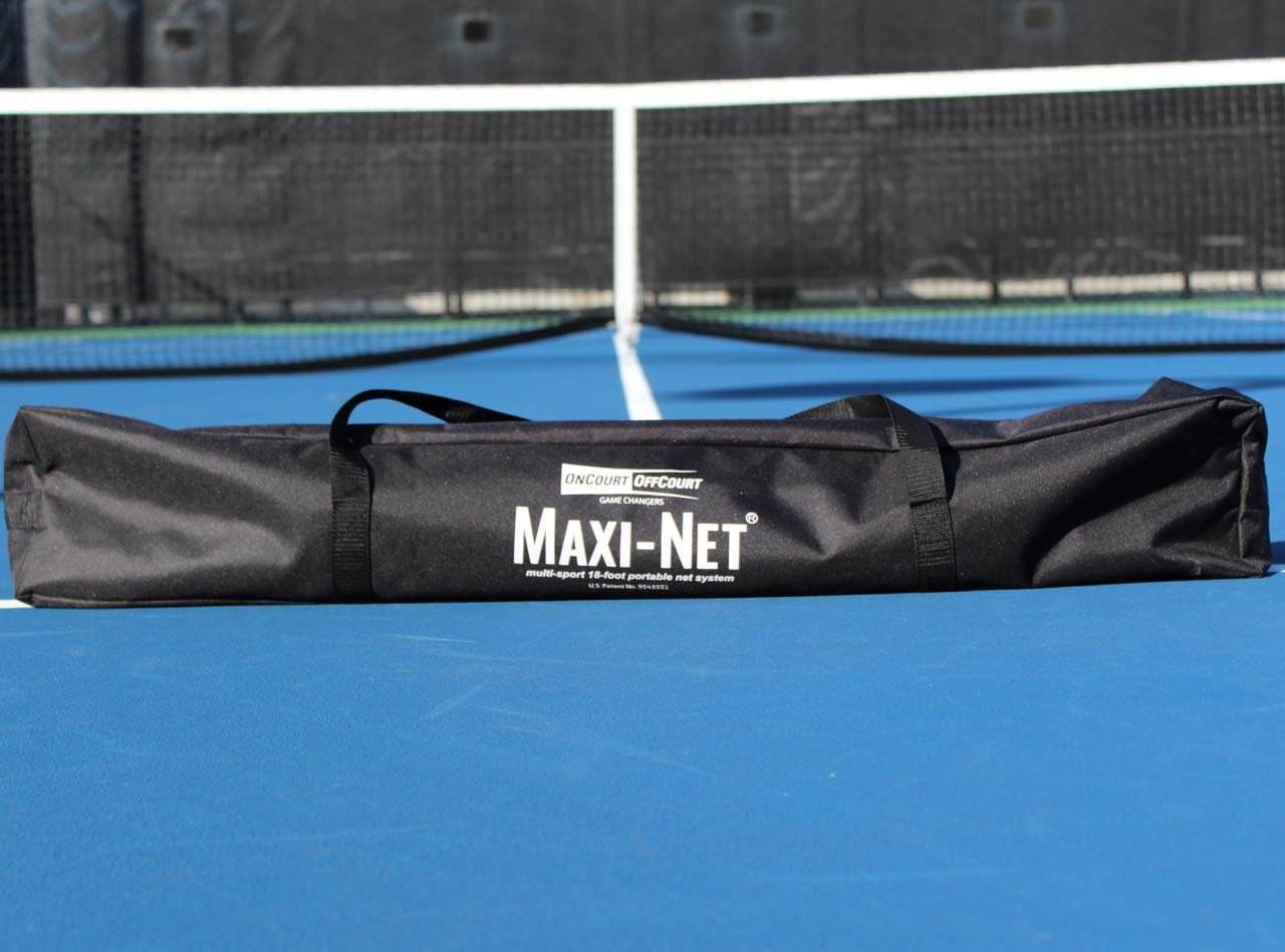 Maxi-Net - 18-Foot Portable Tennis Net | Dependable, Durable and Easy 2 Minute Set Up/Break-Down, No Tools Needed | Adjustable Height for Tennis and Badminton | Durable Zipper Carry Case Included