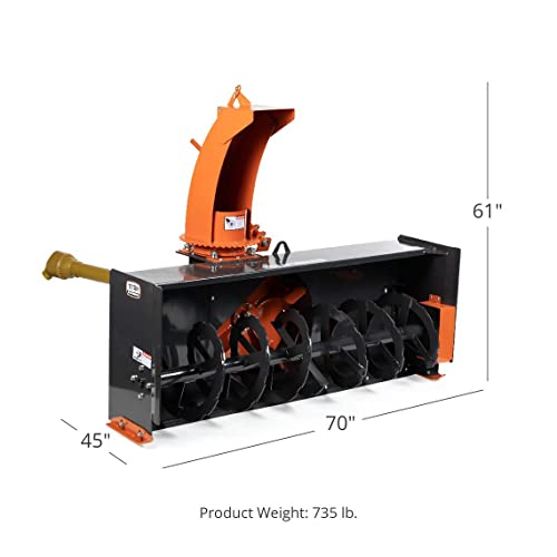 Titan Attachments 6 FT Snow Blower, Category 1, 3 Point PTO Driven, Directional Snow Chute