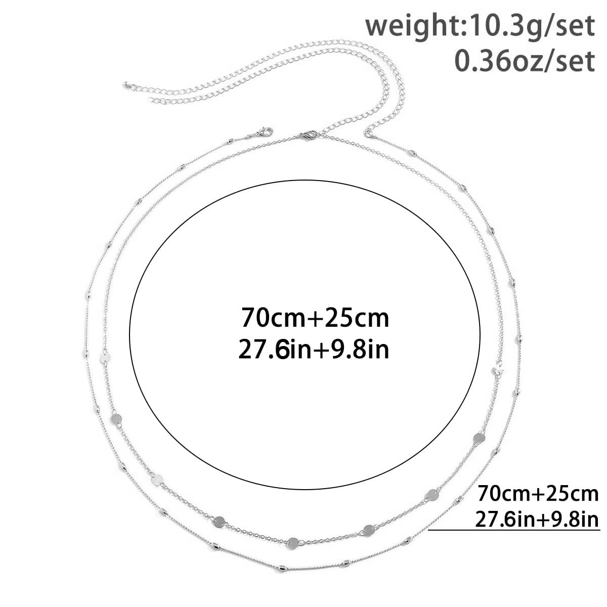 Simple Shiny Sequins Belly Chain Layered Body Chain Jewelry for Women Girls Summer Beach Bikini Accessories (Silver)