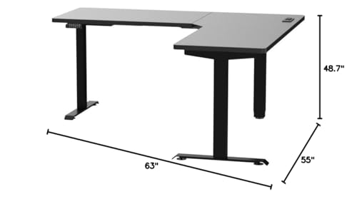 Marsail Corner Stand Up Desk Adjustable Height with 4-in 1 Electical Outlet, L Shaped Electric Standing Desk with Headphone Hook, Stand up Desk for Home Office Sturdy Writing Workstation Black