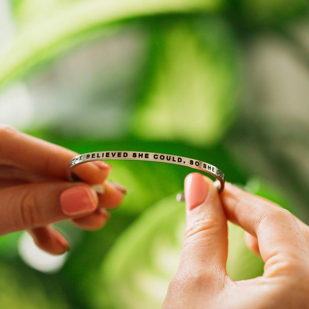 MantraBand Bracelets - Inspirational Engraved Adjustable Mantra Band Cuff Bracelet - Silver color - Gifts for Women