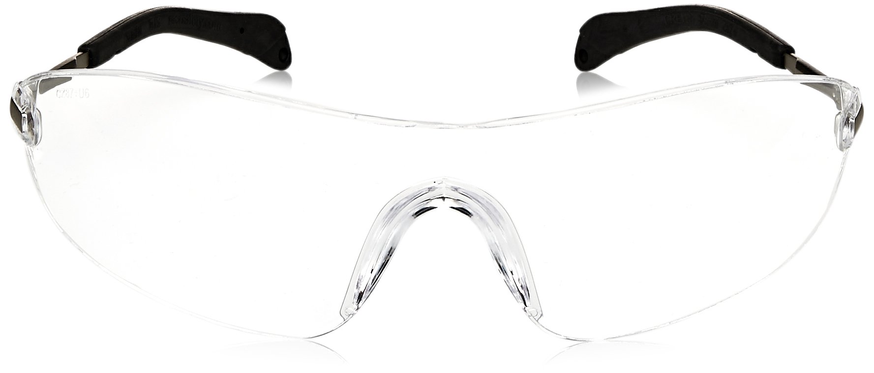 MCR Safety Glasses S2210AF Blackjack S22 Series Clear Lens with UV Protection and Anti-Fog Coating, Chrome Metal Temple Frameless Design, 1 Pair