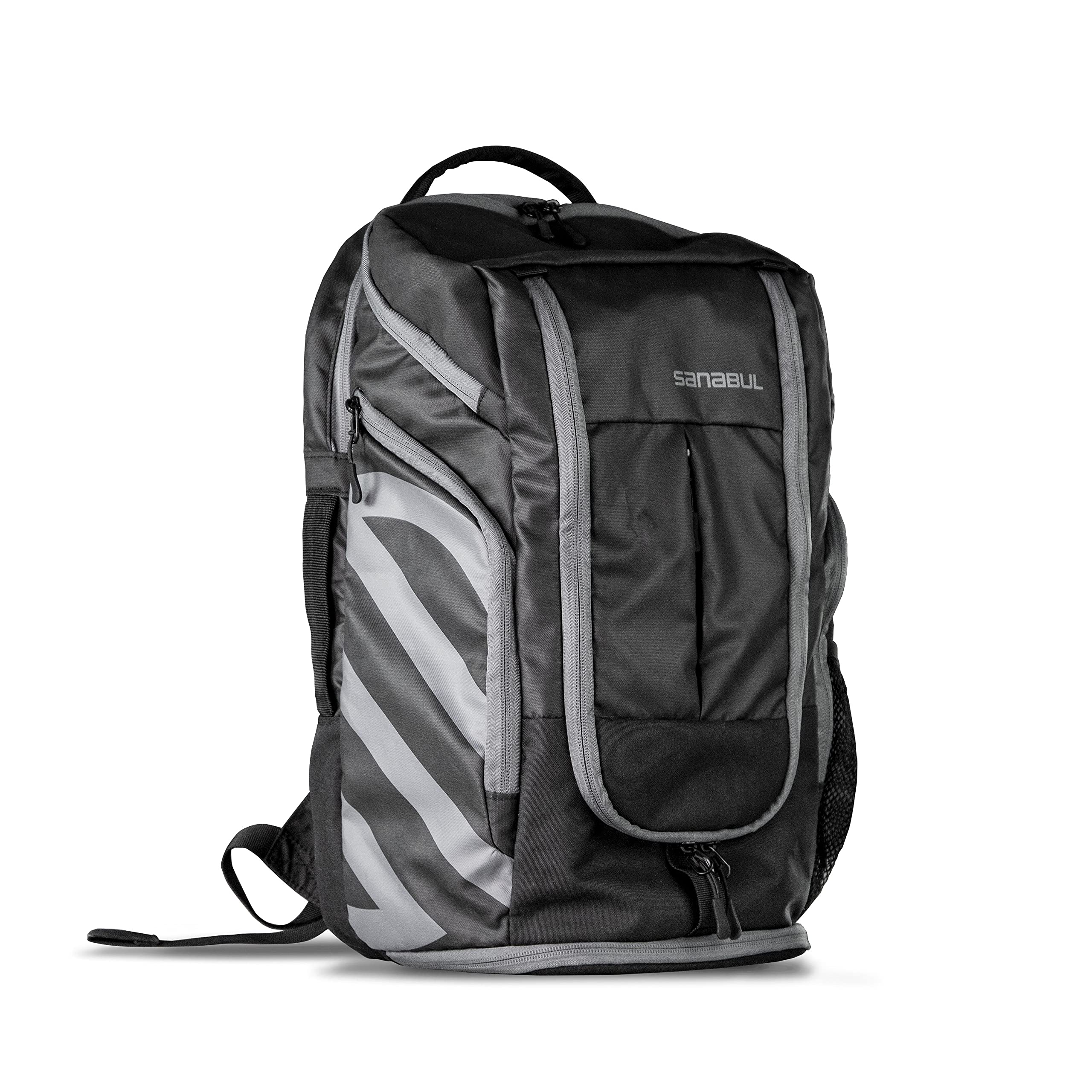 Sanabul Combat Gear Pack Sports Backpack | Versatile Gym Backpack for Men | Multi-Compartment Jiu Jitsu and Boxing Bag (Black/Grey)