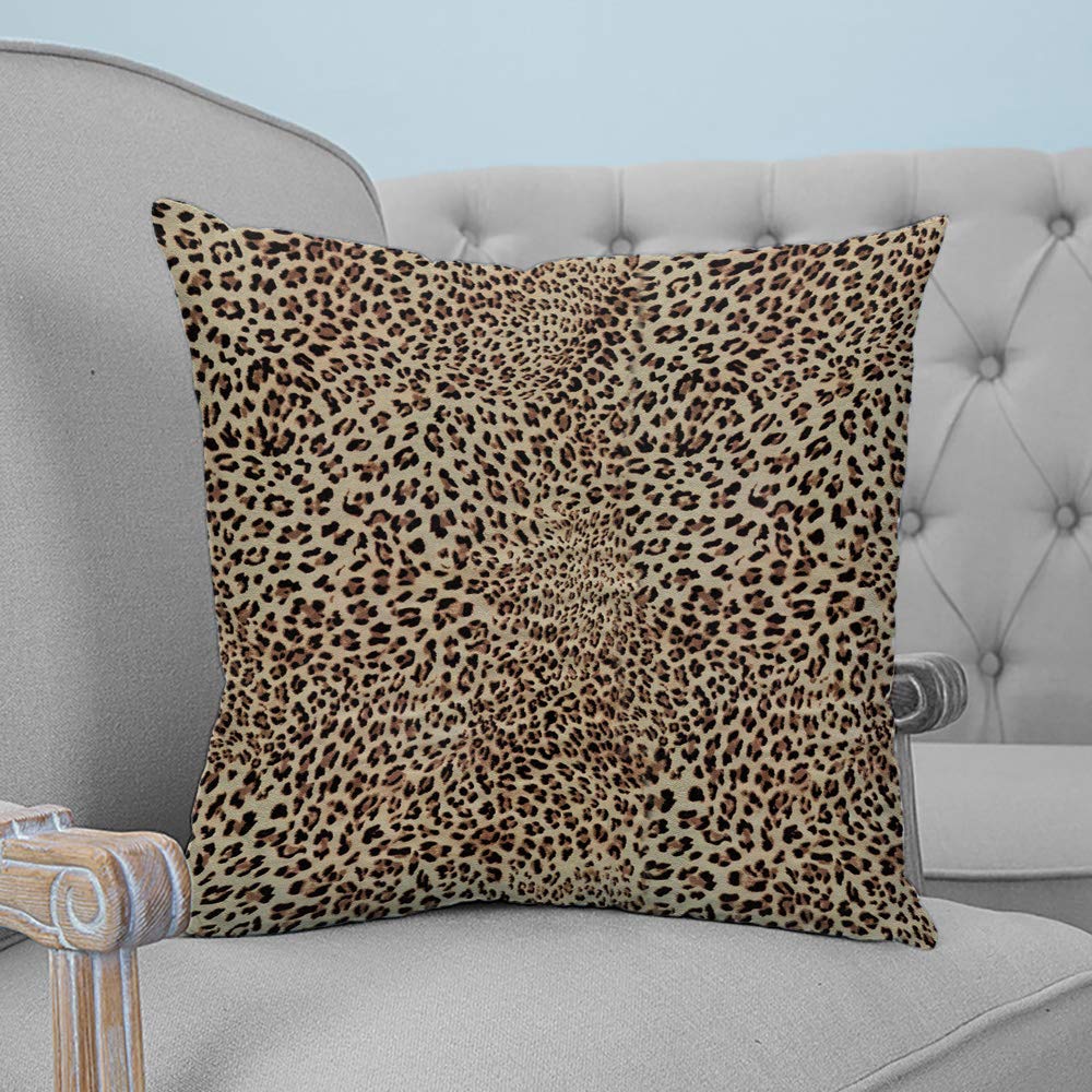 Roses Garden Decorative Throw Pillow Cover Leopard Print Skin Pattern of Panthera Big Cat Pillow Case Square Cushion Cover Super Soft Brushed Fabric Pillowcase for Home Couch Sofa Bed, 26" x 26"
