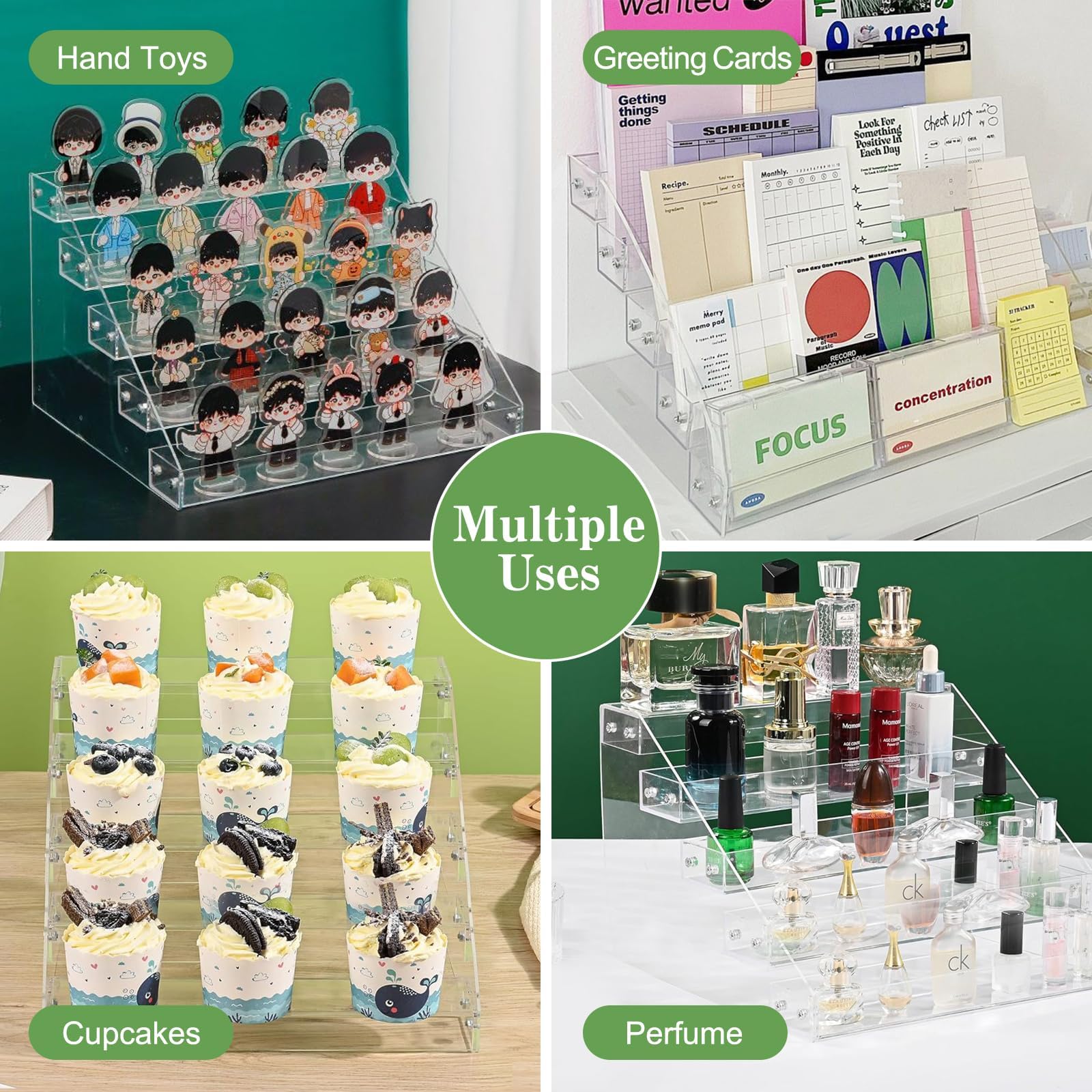 yuuzue 5 Tier Greeting Card Display Rack, Clear Acrylic Sticker Display Stand Greeting Card Holder Postcard Organizer for Vendors Retail Display Photo Stand for Counter Tabletop Display Supplies