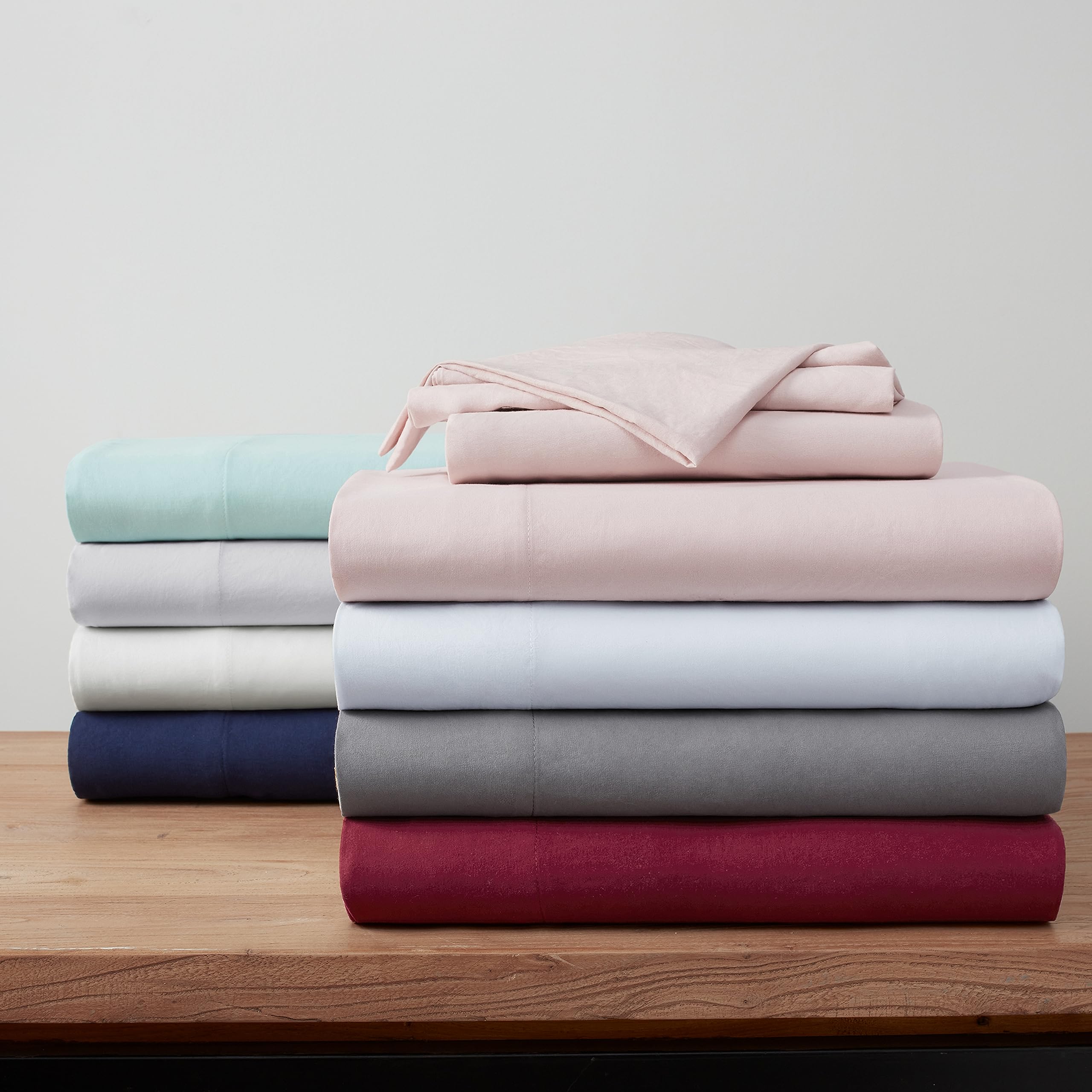 Serta Supersoft Washed Cooling 4 Piece Bed Sheet Set with Pillow Covers for All Season, Queen, Snow White