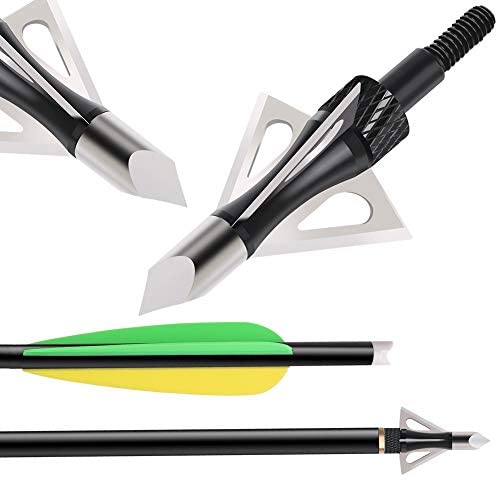 OTW Hunting Broadheads 3 Fixed Blades 100 Grain Archery Broad Heads Archery Broadheads for Small Game Crossbows and Compound Bow Arrows (12 Pack)