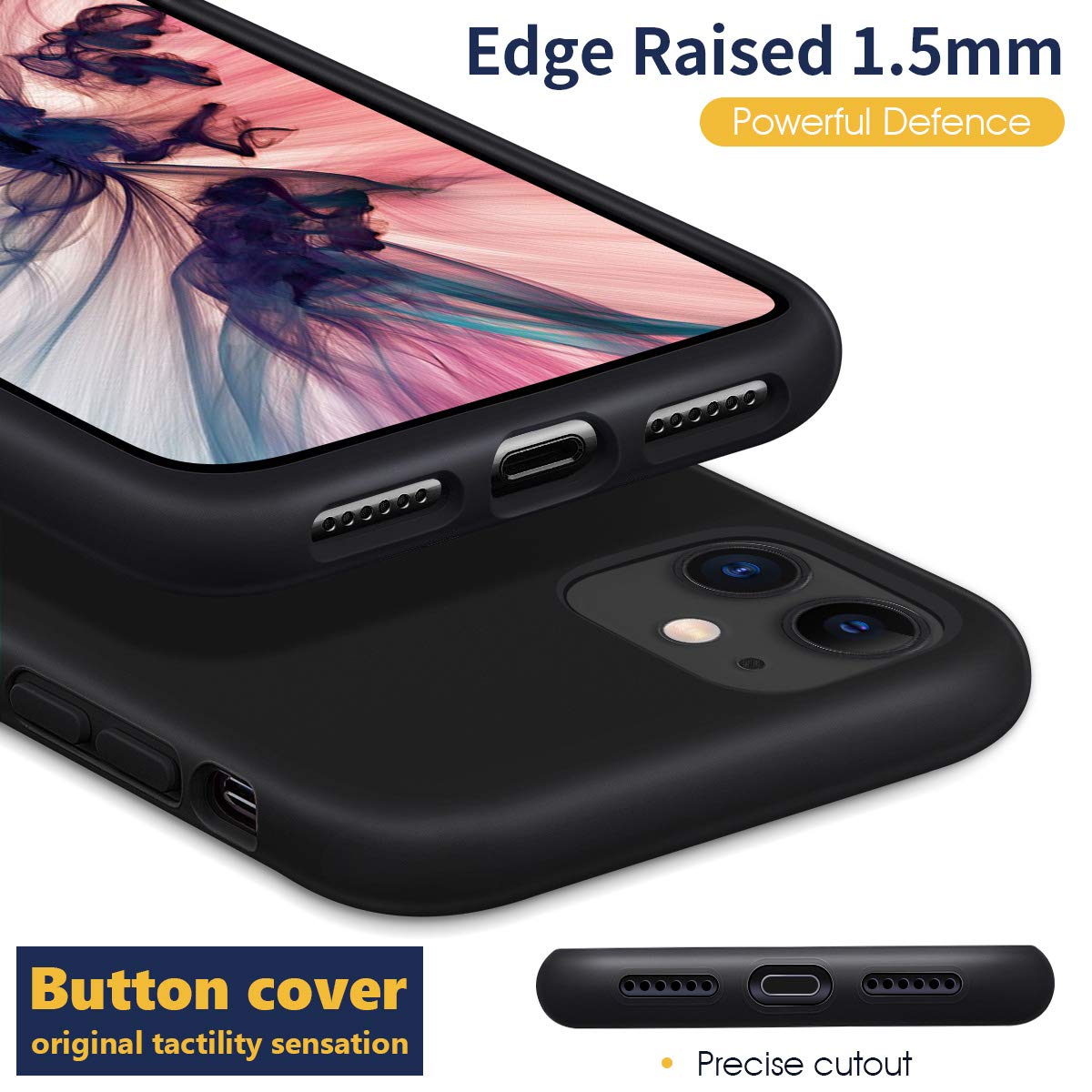 MILPROX Case Compatible for iPhone 11 with Screen Protector, Liquid Silicone Gel Rubber Shockproof Slim Shell with Soft Microfiber Cloth Lining Cushion Cover (2019 6.1")- Stone