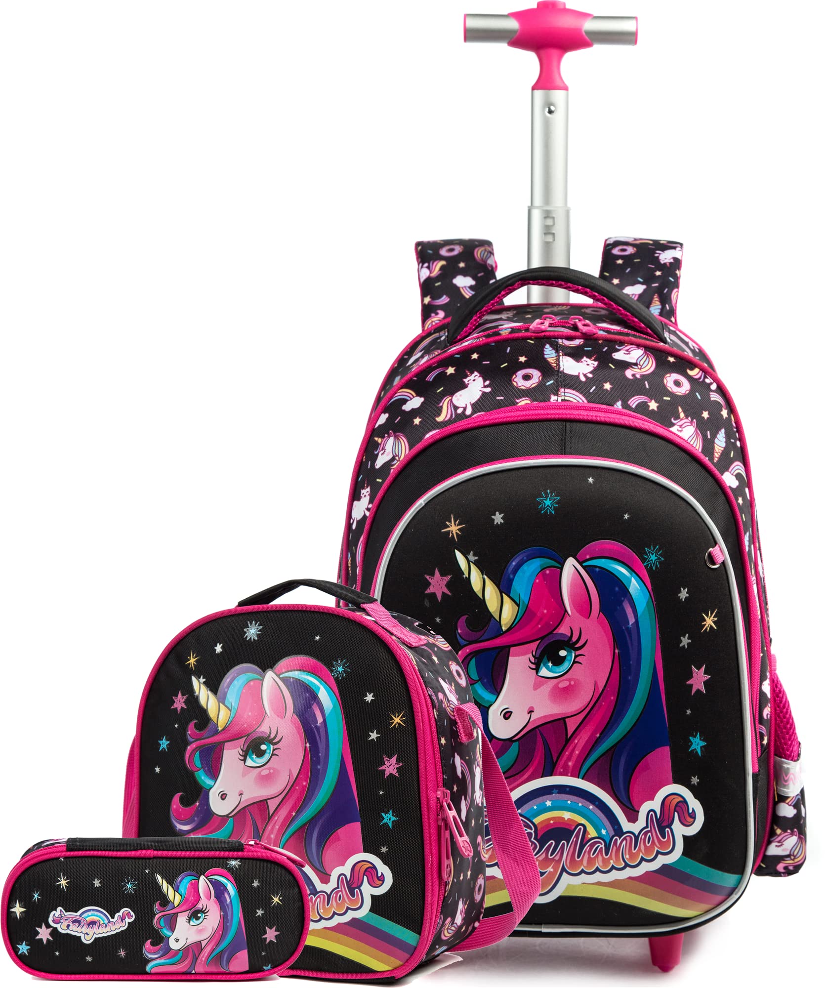 Meetbelify Kids Rolling Backpack with Wheels for Boys Rolling Backpacks with Lunch Box Set for Elementary Student Trolley Trip Travel Suitcase Laptop Luggage for Boys Age 6-8