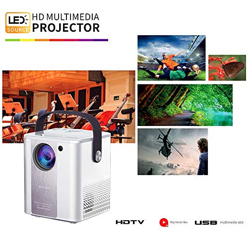 Portable Mini Projector Outdoor 5500Lux Full HD 1080P and 120'' Display Supported,HiFi Speaker Portable Wireless Mirroring Projector for TV Stick/PC/PS4/HDMI Home Theater