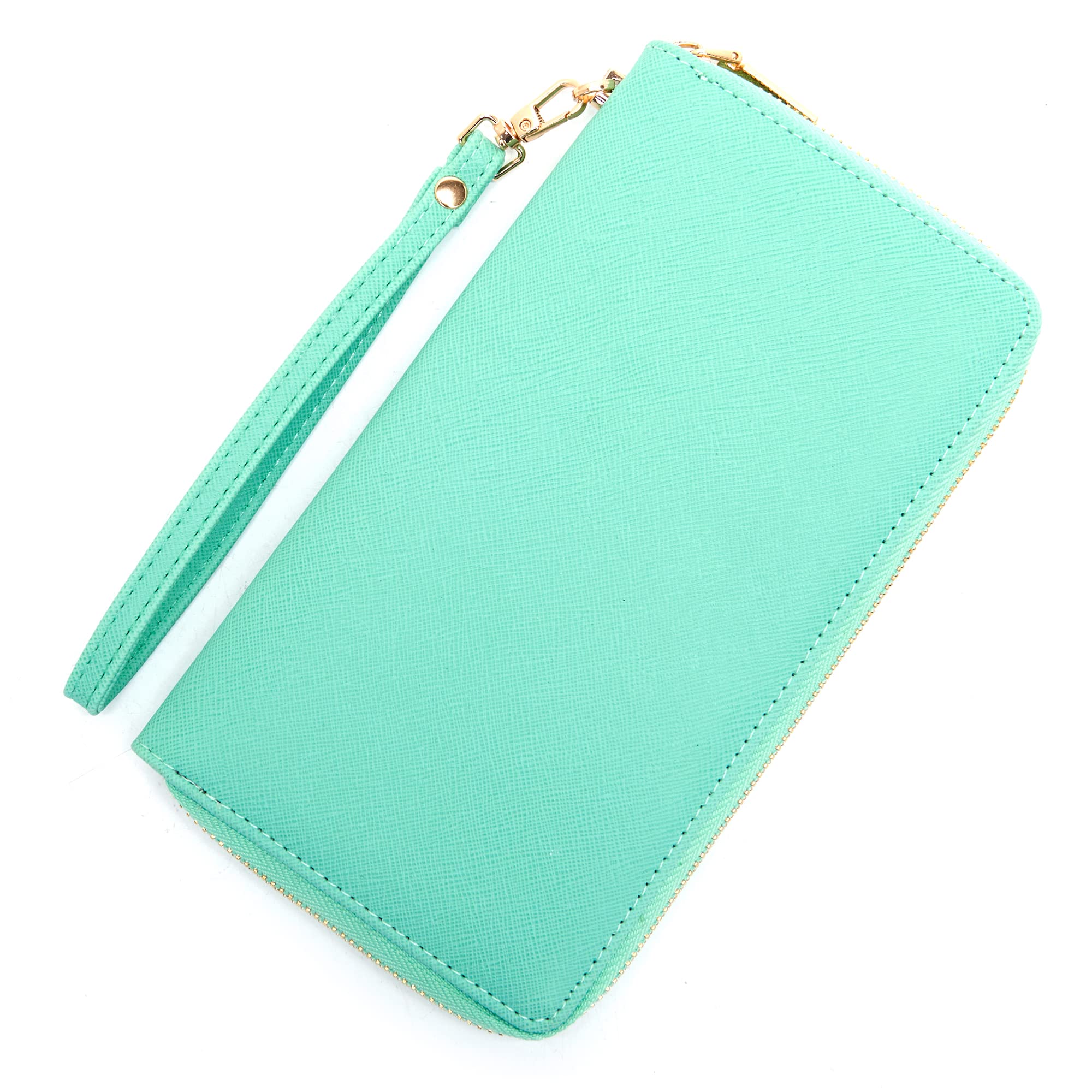 YZAOLL Women's Wallet RFID Blocking PU Leather Large Capacity Zip Around Credit Card Holder Cell Phone Checkbook Storage Bag Zipper Coin Purse,lightgreen