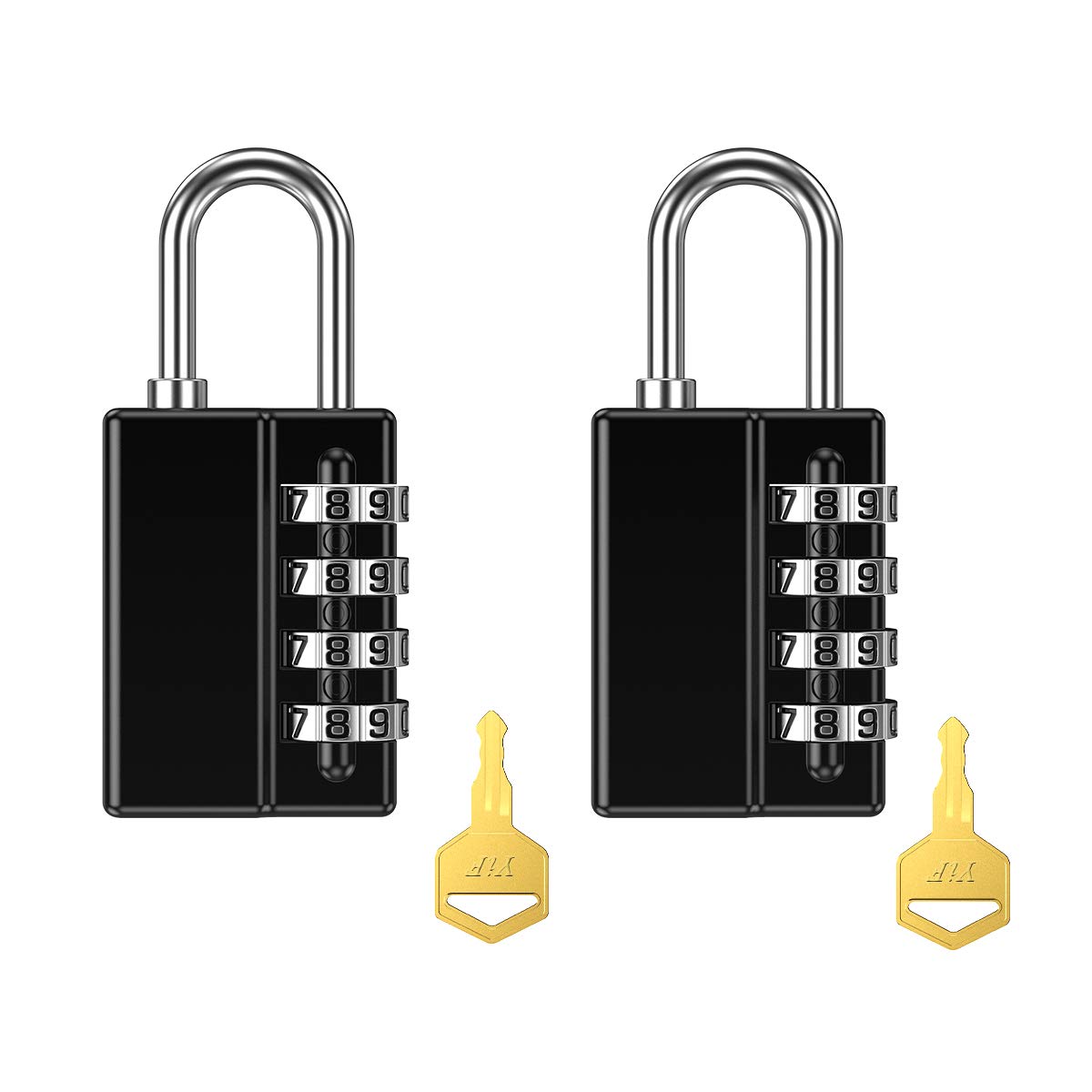 ORIA 4 Digit Padlock, 2 Pack Combination Lock with 2 Key for School Gym Locker, Sports Locker, Fence, Toolbox, Case, Hasp Storage