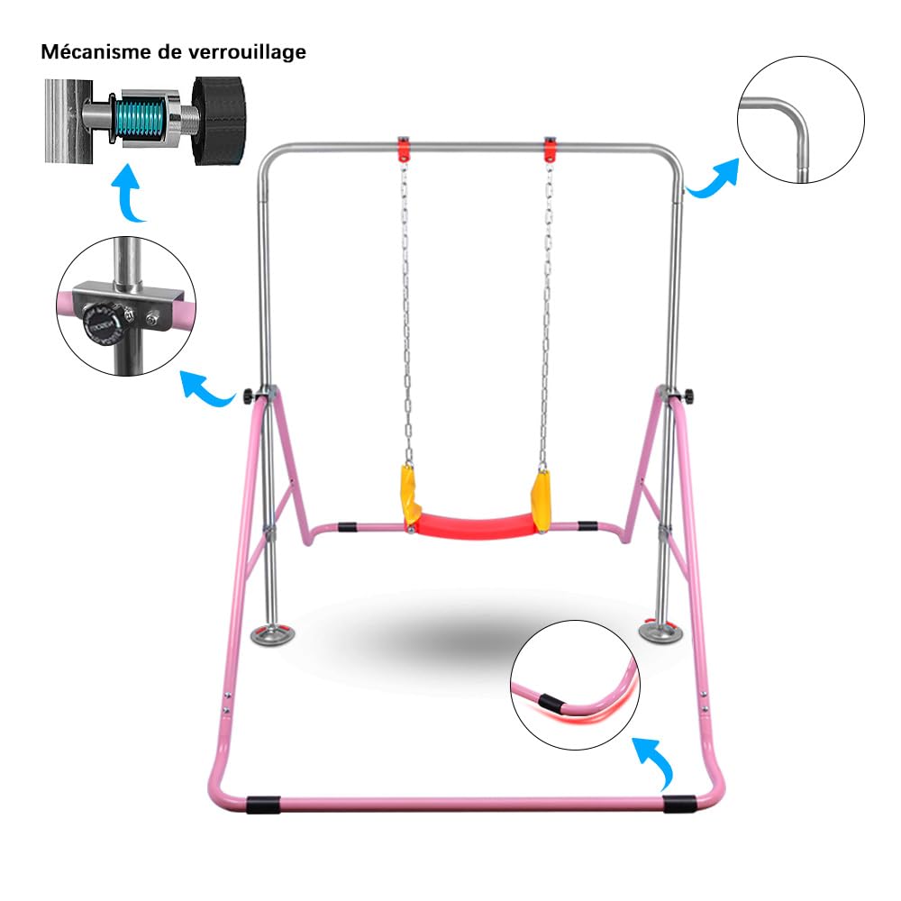 ONETWOFIT Gymnastics Bars Kids Kip Training Bars for Home,Folding Horizontal Bars with Adjustable Height,Practice Bar Gymnastic,Junior Training Bar for Child OT128
