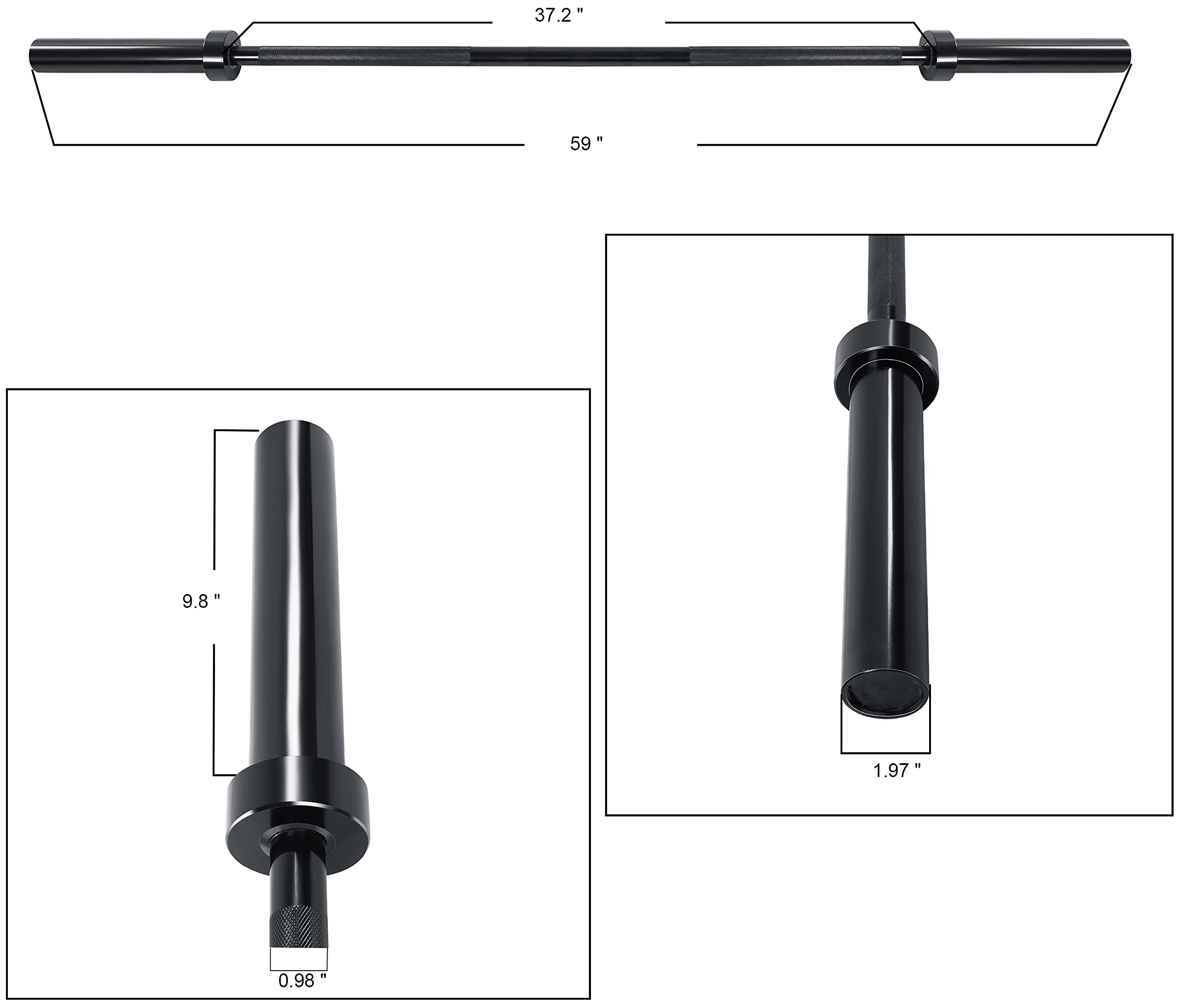Signature Fitness Powergainz Olympic Barbell Standard Weightlifting Barbell, 700-Pound Capacity,Black
