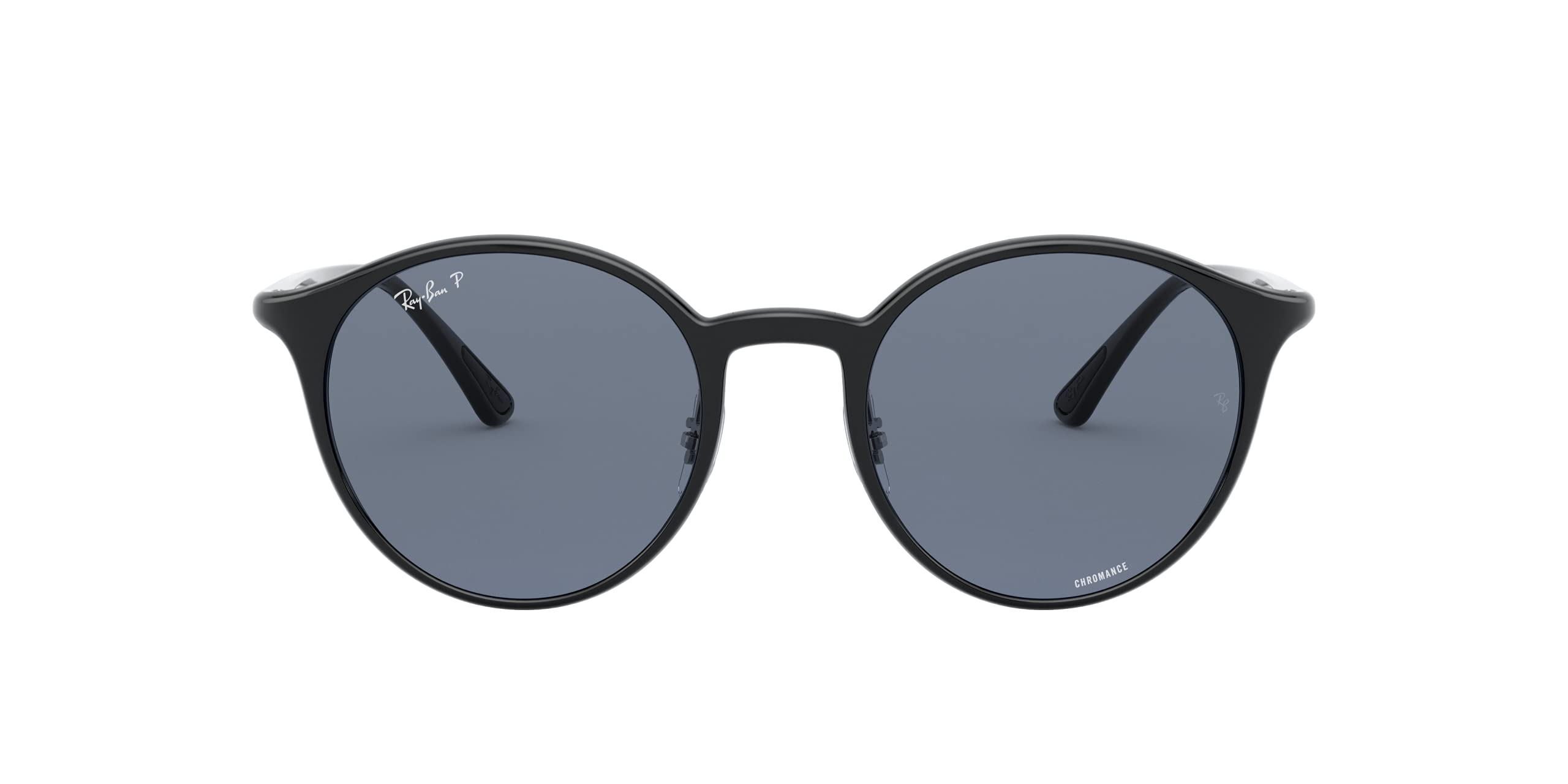 Ray-Ban Rb4336ch Chromance Round Sunglasses, Black/Polarized Blue, 50 mm