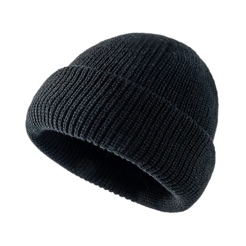 SITFFOFT Black Beanie Hats for Men Women Winter Warm Soft Ribbed Skullcap Knit Fisherman Beanies Ski Hat Unisex