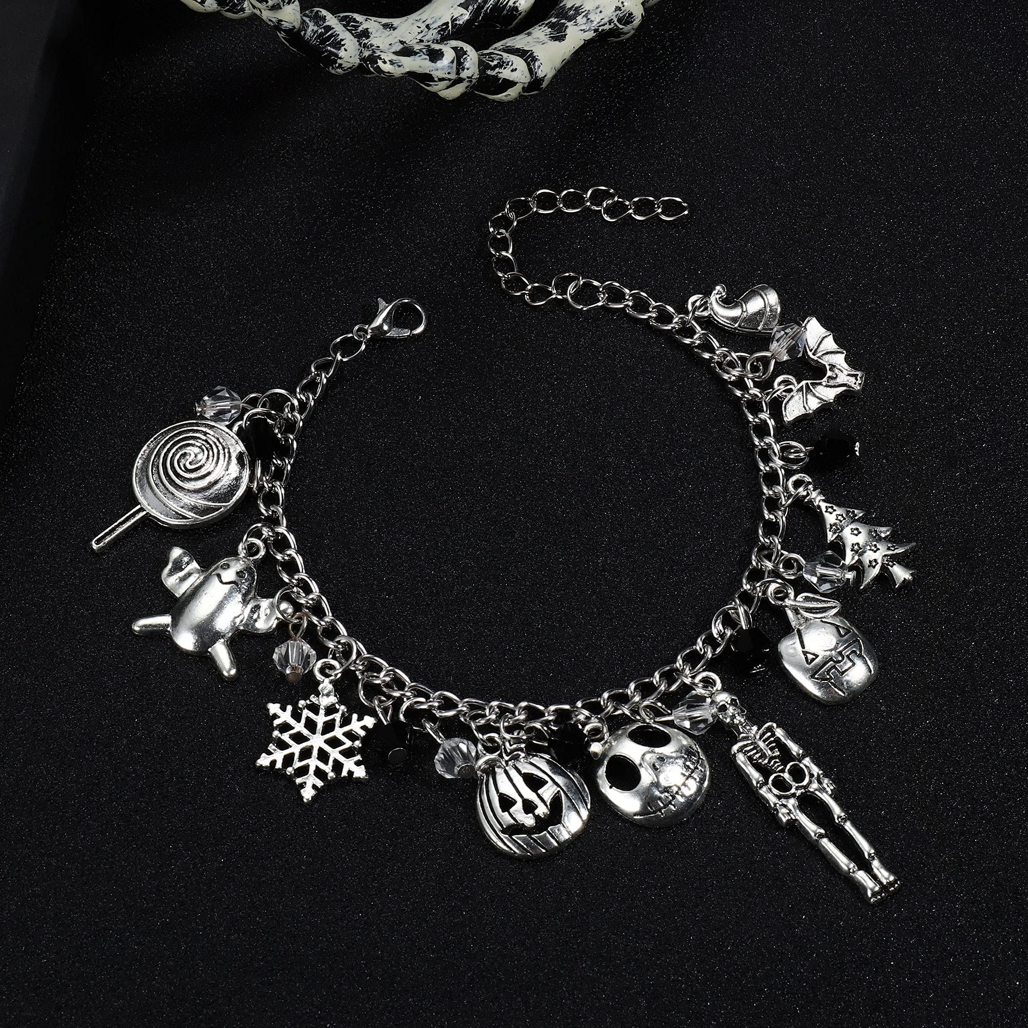 Sanfenly Charm Bracelets for Women Men, Scary Christmas Halloween Link Bracelets for Horror Fans
