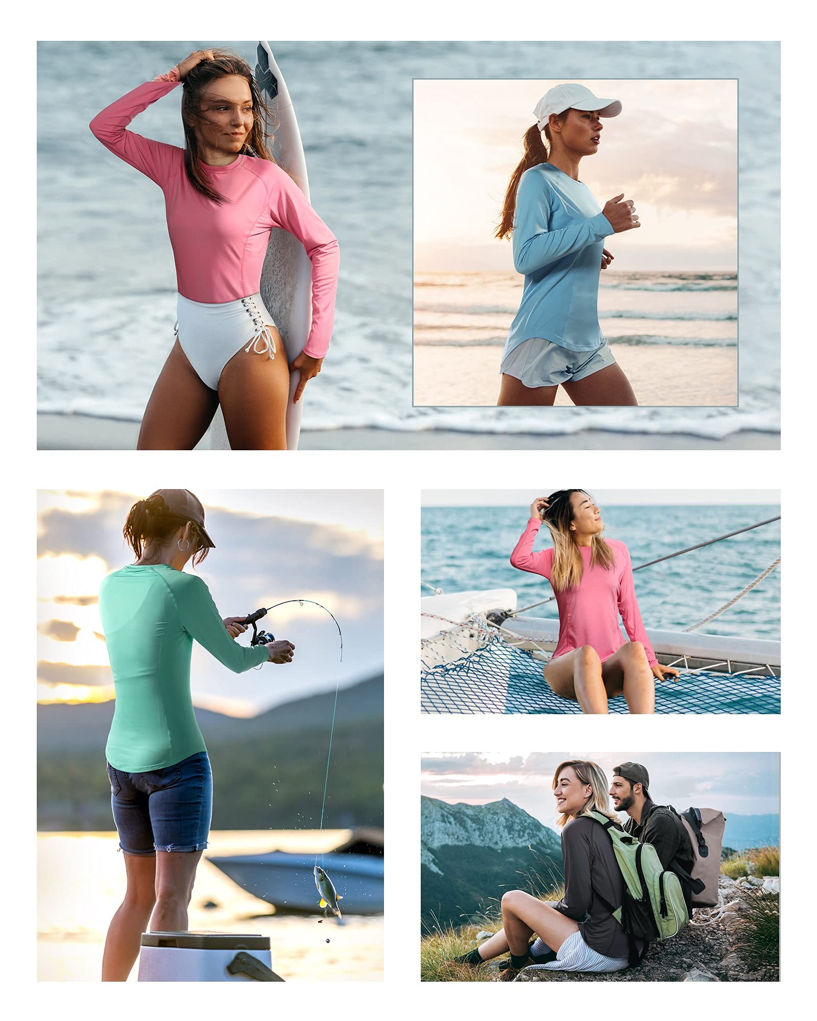 Roadbox Long Sleeve UV Sun Shirts for Women UPF 50+ Sports Athletic Undershirts