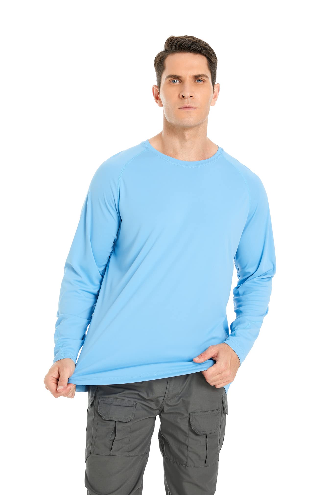 Swimming Shirts for Men UPF 50+ Fishing PFG Tshirt Sun Protection Long Sleeve Light Weight Soft Comfortable Shirts for Workout Hike Run Swim