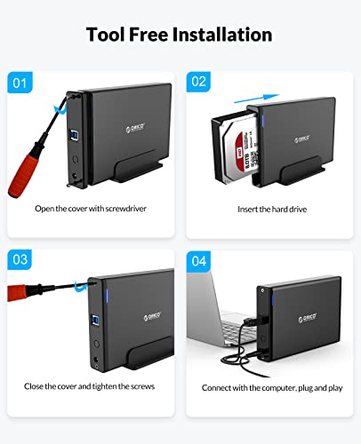 ORICO 3.5'' Hard Drive Enclosure for HDD/SSD USB 3.0 to SATA Vertical External Hard Drive Docking Station Support UASP Up to 16 TB-7688U3
