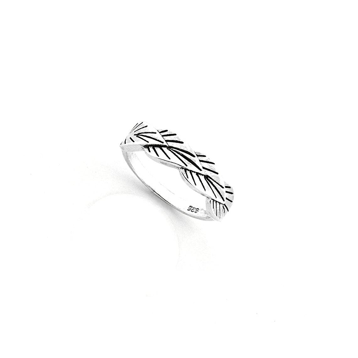 Sterling Silver 925 Leaf Design band Ring Nature Lover Women Jewelry Adorable Floral Ring (8)