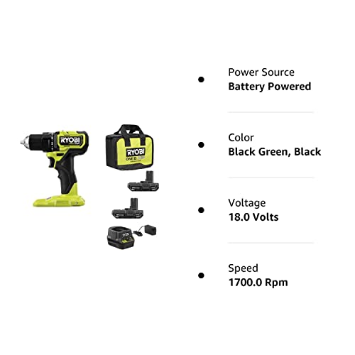 RYOBI ONE+ HP 18V Brushless Cordless Compact 1/2 in. Drill/Driver Kit with (2) 1.5 Ah Batteries, Charger and Bag