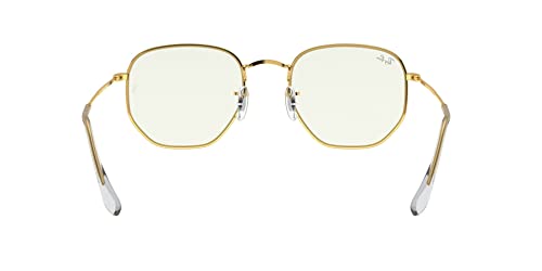 Ray-Ban RB3548 Hexagonal Glasses, Legend Gold/Clear Blue Light Filtering, 51 mm