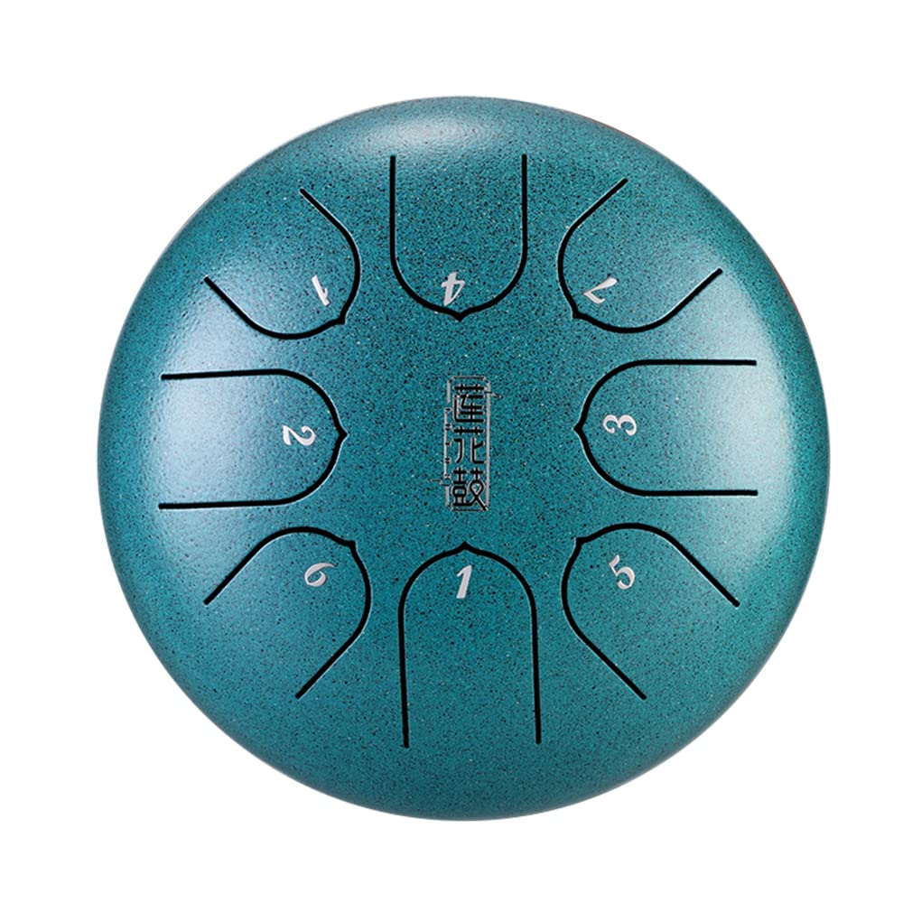 Steel Tongue Drum 6 Inch 8 Note,Ethereal Drum Panda Drum,Class D Ethereal Drum,Applicable to Music Education,Mind Healing, Yoga Meditation (Malachite)